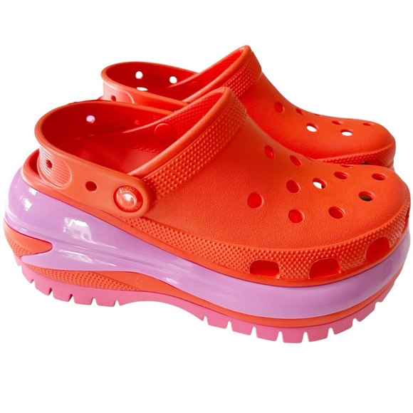 CROCS | Shoes | Crocs Mega Crush Chunky Platform Clogs Lava Red Purple ...
